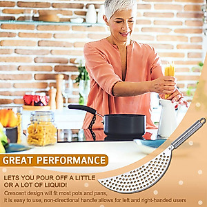 3pcs Stainless Steel Pot Strainer, Pasta Strainer Hand Held Pot Drainer with Handle, Crescent Pot Strainer Fits up to 9" Pots for Noodles Pasta Fruit Veggies