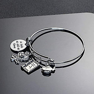 WENATA Inspirational Gift A Tale As Old As Time Beauty And The Beast Belle Bracelet Disney Jewelry Princess Bracelet Wedding Gift for Her (Tale as old BR)