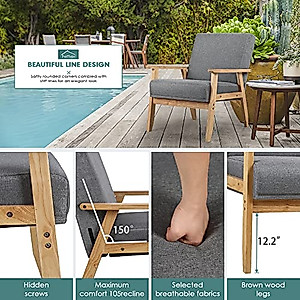 Homajor Accent Chairs Set of 2,Accent Chairs for Living Room,Accent Chair,Mid Century Modern Chair,Arm Chair,Reading Chair,Wooden Comfy Armchair for Bedroom,Grey (OWS1GY-2pc)