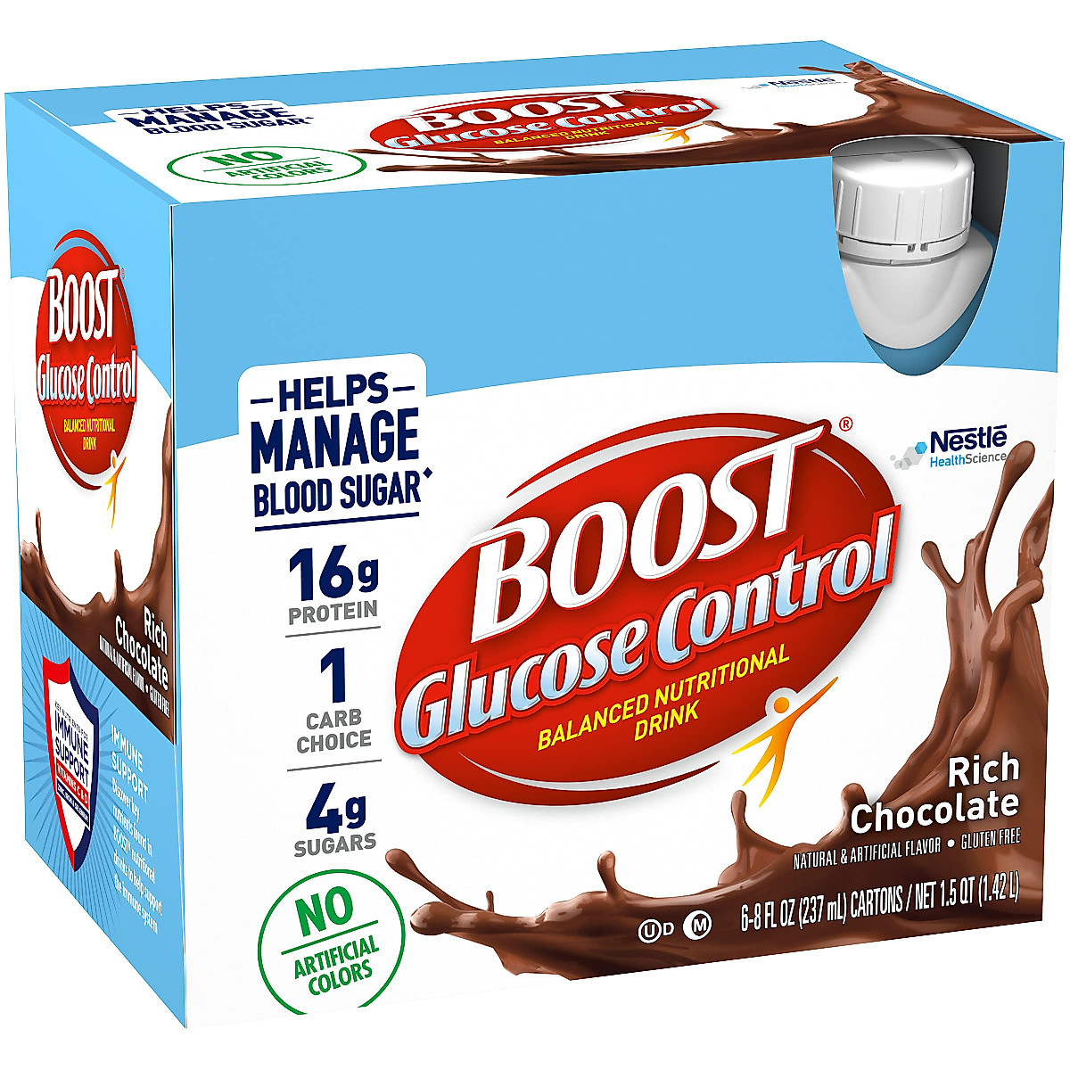 BOOST Glucose Control Balanced Nutritional Drink, Rich Chocolate, Helps Manage Blood Sugar with No Artificial Colors, 8 FL OZ Bottles, 6 CT (Pack of 1)