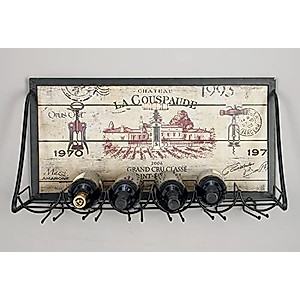 Deco 79 Vintage Metal Wall Wine Rack, 25"W x 14"H, Black