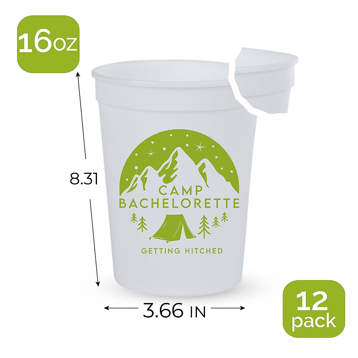 Camp Bachelorette Decorations, Bridal Party Gifts, 12 Pcs Bachelorette Cups, 1 Getting Hitched and 11 Getting Lit Bachelorette Party Cups, Camping Bachelorette Party Decorations