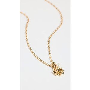 Tory Burch Women's Thin Roxanne Pendant Necklace, Tory Gold/Cream, One Size