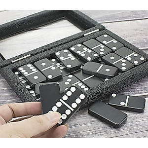 Bucher&Rossini Dominoes Set Double 6, Strong Magnetic Leather Case Dominoes Board Game for Holiday Party Family Game Night