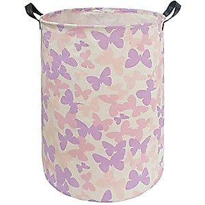 ACMUUNI Butterfly Storage Basket Canvas Laundry Basket Foldable Waterproof Large Storage Baskets for Kids Boys and Girls, Office, Bedroom, Clothes,Toys