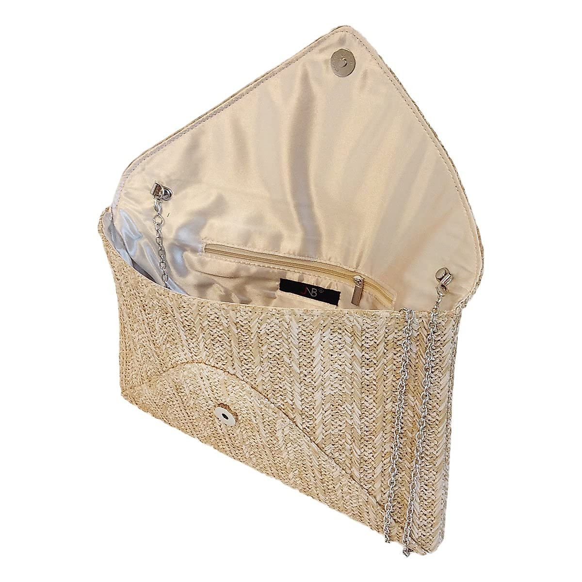 JNB Women's Straw Envelope Clutch Natural