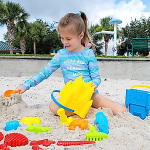 TOY Life Beach Toys for Kids 3-10 - Kids Sand Toys Sandbox Toys with 2 Sand Castle Buckets, Shovels, Rake, Sifter, Animal Dinosaur Sand Castle Molds, Sandcastle Building Kit, Sand Castle Toys for Beah