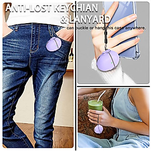 Miimall Compatible for Google Pixel Buds Pro Case, [Secure Lock][Anti-Lost Keychain][Front LED Visible] Military Protective Rugged TPU Case Cover for Pixel Buds Pro Accessories with Lanyard (Purple)