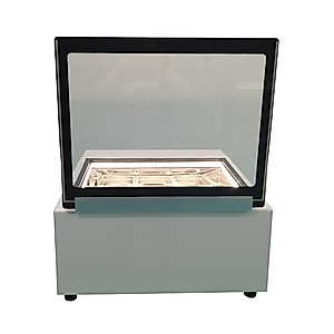 Wixkix White Hard Ice Cream Showcase, Gelato Dipping Cabinet Gelato Display Refrigerator, Digital Control Panel Countertop Display Case Freezer for Dessert Shop