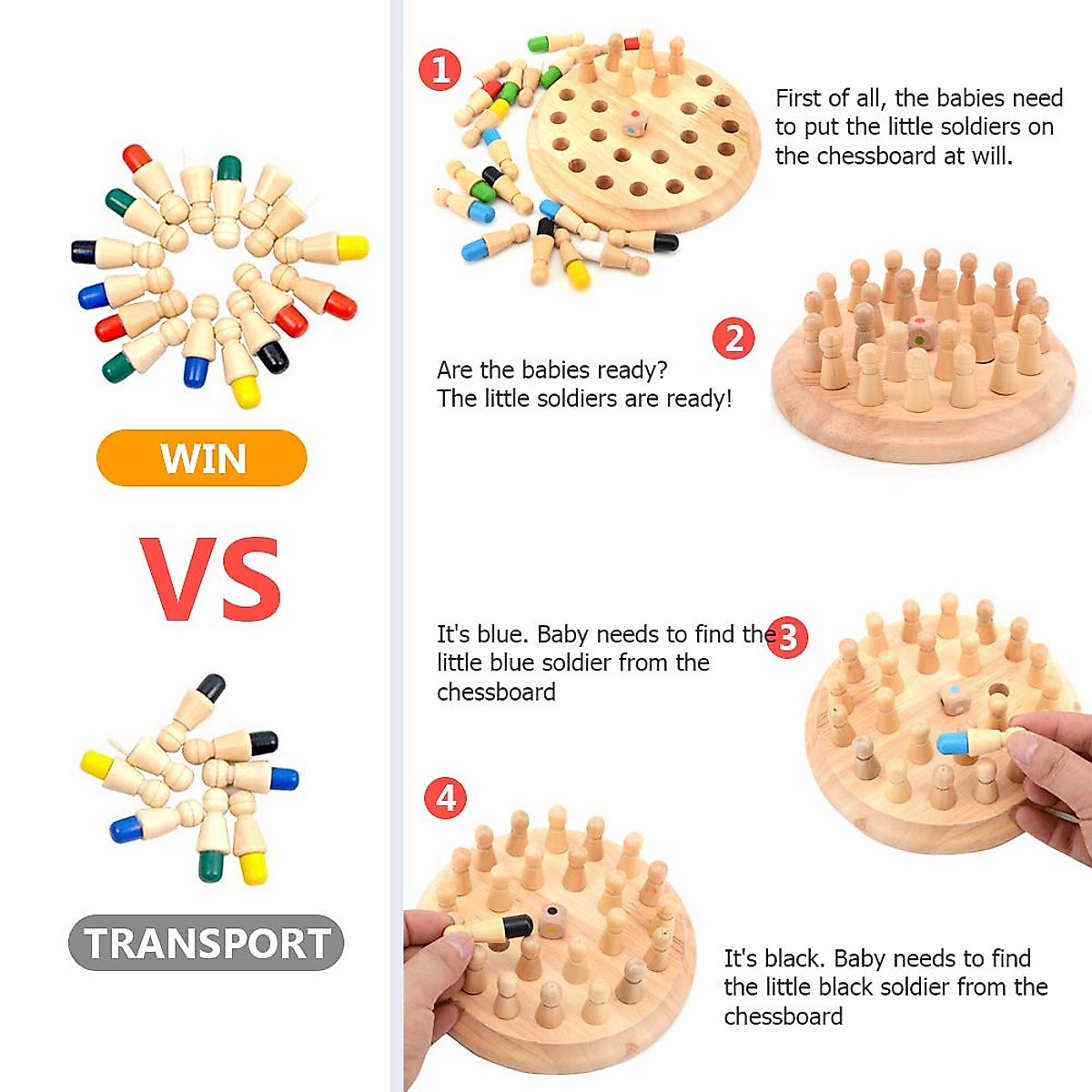 Wooden Memory Match Stick Chess Game, Color Memory Chess, Funny Block Board Game, Parent-Child Interaction Toy, Educational Intelligent Games Logic Braintease Toys for Boys and Girls Age 3 and Up