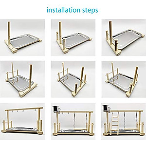 Bird Perch Parrot playstand Wood Perch Gym Cockatiel Swing Ladder with Feeder Cups Toys 14.1in×9.8in×9in