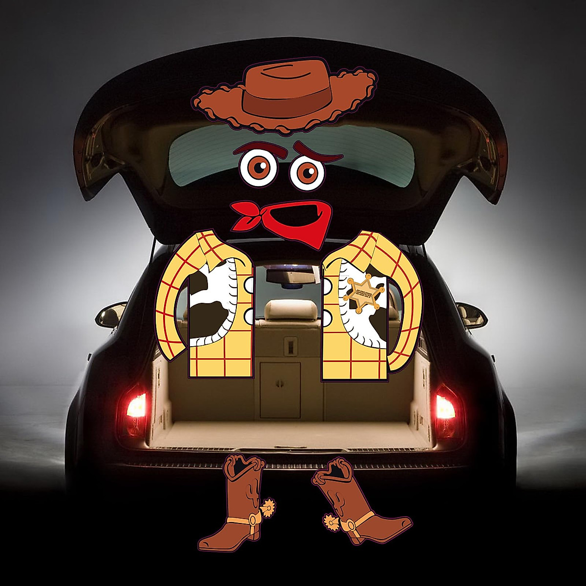 DASDSA Halloween Trunk or Treat Car Decorations Kit for SUV with Hat, Two Eyes, Neckerchief, Cow Shirt, Two Shoes