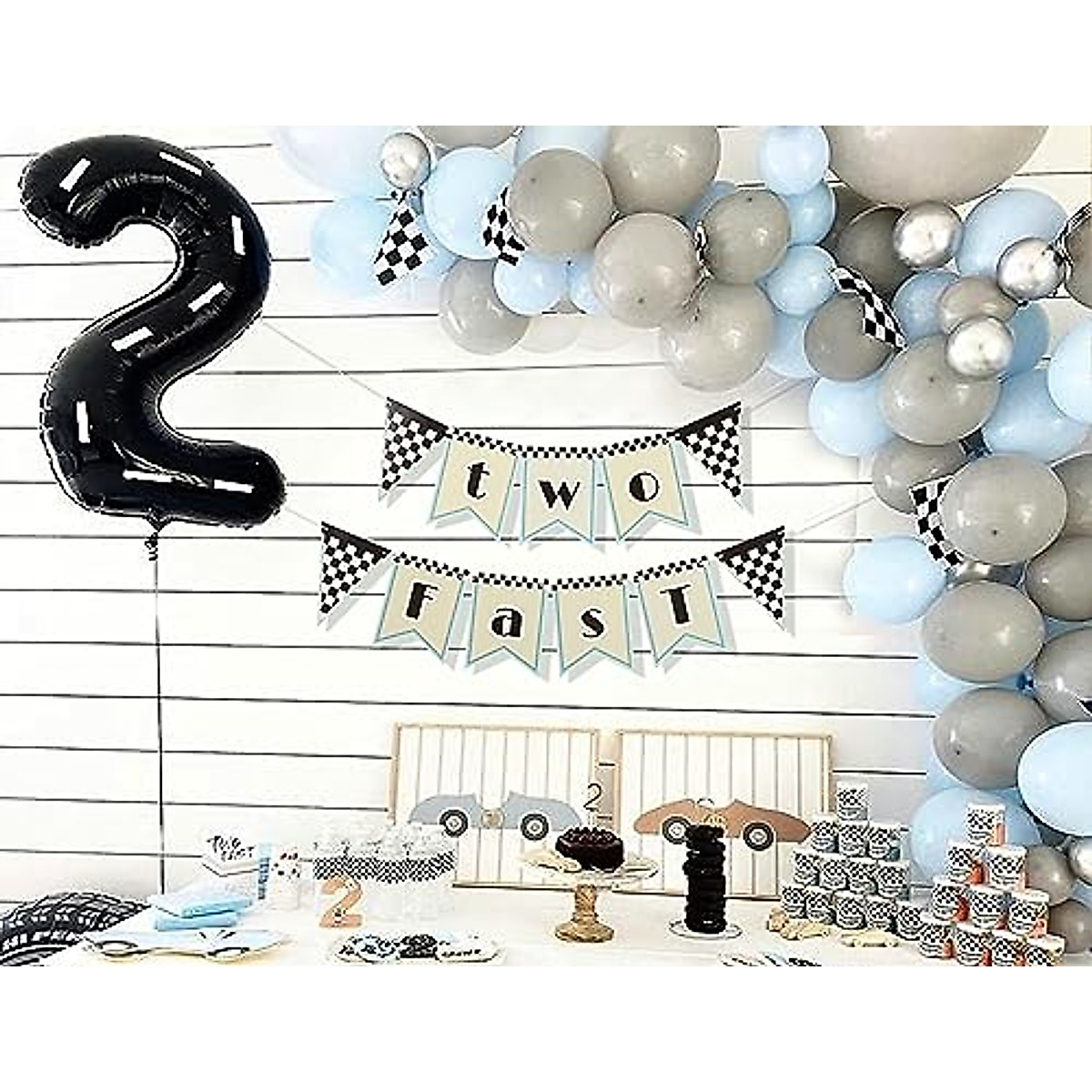 Two Fast Birthday Decorations - Two Fast Banner Racing Car Birthday Party Supplies 2nd Birthday Banner