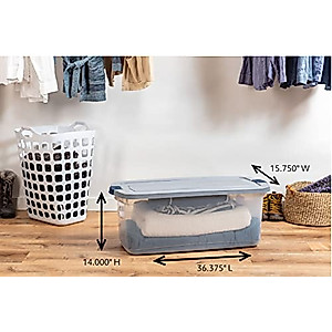 Rubbermaid Roughneck Clear 95 Qt/23.75 Gal Storage Containers, Pack of 4 with Latching Grey Lids, Visible Base, Sturdy and Stackable, Great for Storage and Organization