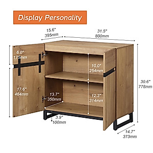 WAMPAT Modern TV Stand for TVs up to 40 inch, Entertainment Center TV Console with Adjustable Shelve and Metal Base for Living Room,Bedroom,Oak