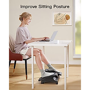 HUANUO Foot Rest Under Desk, Adjustable Ergonomic Footrest for Under Desk at Work or Gaming with Massage Texture and Roller, 20 Degree Tilt Angle Adjustment, Foot Stool for Office, Home
