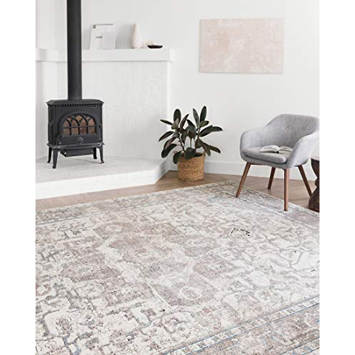 Loloi II Dante Collection DN-05 Ivory/Stone, Transitional Area Rug, 6'-7" x 9'-2"