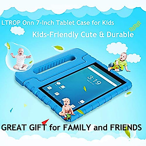 LTROP Onn 7 Inch Tablet Case, Surf Onn 7 Tablet Case, Shockproof Handle Stand Child Proof Case for Walmart Onn 7" Tablet Android 2020/2019 (Model: 100005206/100015685) - Blue