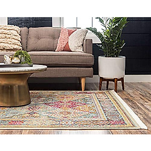 Unique Loom Baracoa Collection Area Rug - Marta (5' 5" x 8' Rectangle, Multi/ Burgundy)