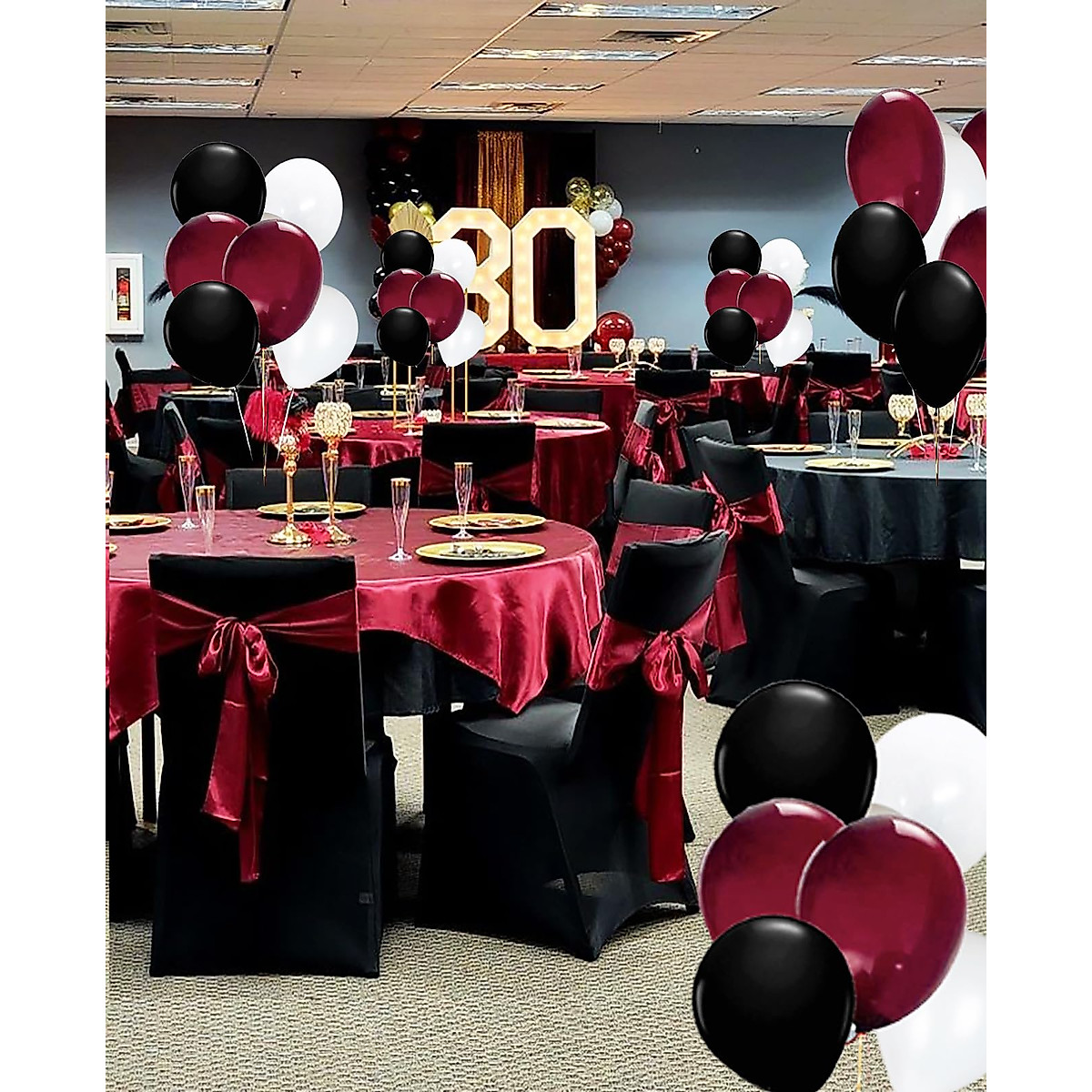 Graduation Decorations Maroon Black 2024/Burgundy Black Graduation Party Decorations 30Pcs Burgundy White Black Balloons/Maroon Party Decorations Birthday Wedding/Maroon Graduation Party