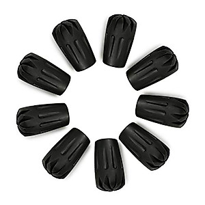 Ruzzut Black Rubber Diamond Trekking Pole Tip Protectors, Hiking Pole Replacement Tips for Trekking Poles, Fits Most Standard Hiking Poles - Shock Absorbing, Adds Grip and Traction (9 PCS Bullet Tips)
