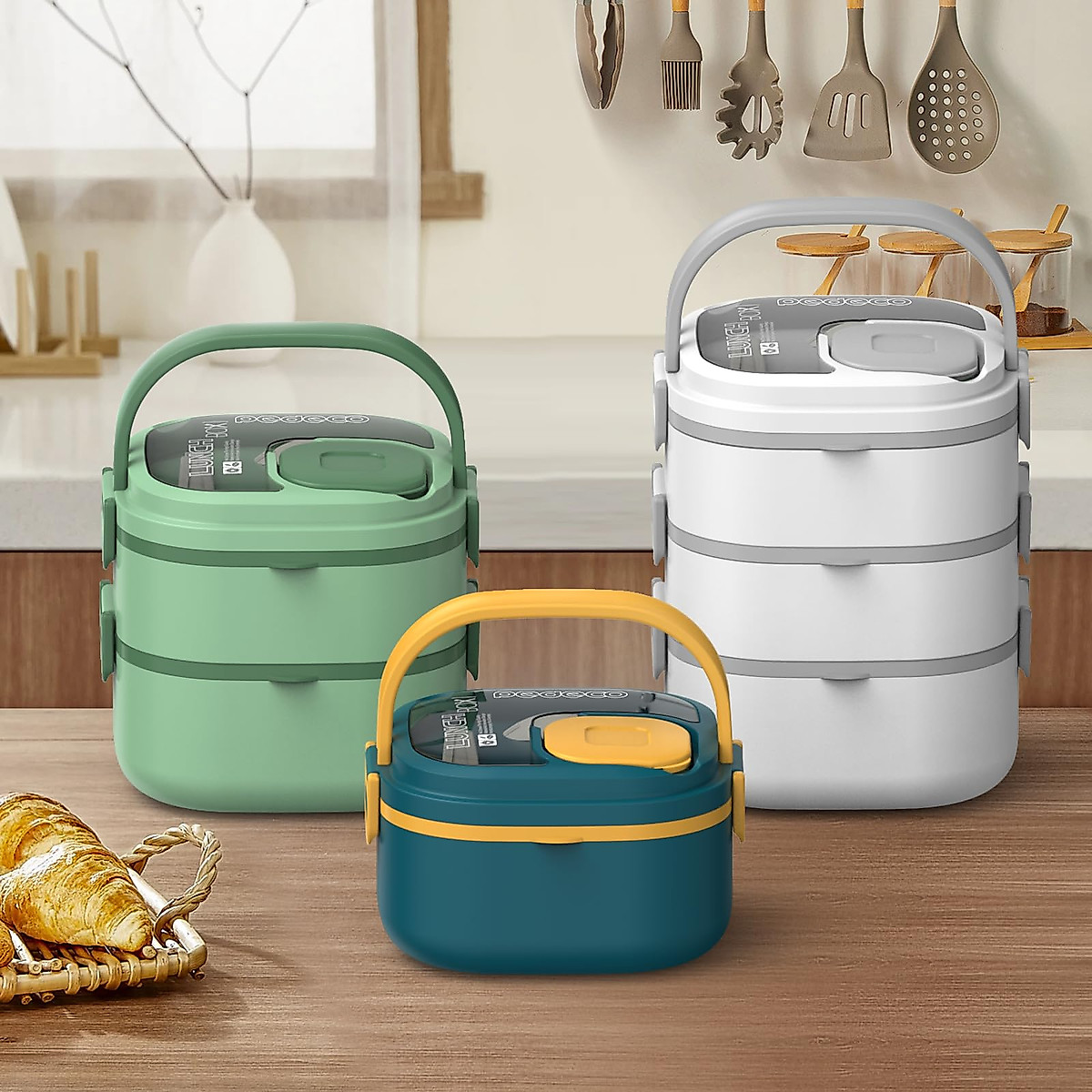 PEDECO Portable Stainless Steel and Silicone Round Food Storage Box with Silicone Lid,BPA Free,Slip Resistant Bottoms,Reusable Snack Nesting Lunch Box for Kids & Adults-Set of 3