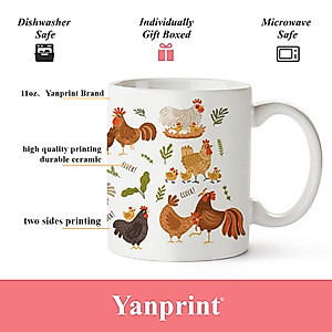 Yanprint Chicken Coffee Mugs For Chicken Lovers,Women,Funny Chicken lover Gifts Mug For Chicken Lady,Farmer,Farmhouse 11oz Tea Cup
