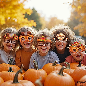 KatchOn, Happy Thanksgiving Glasses - Pack of 12 | Fall Thanksgiving Party Favors for Thanksgiving Party Decorations | Turkey Glasses, Thanksgiving Photo Booth Props | Fall Thanksgiving Decorations