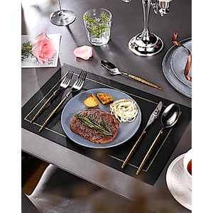 Lemeya 20-Piece Hammered Silver Gold Silverware Set,18/10 Stainless Steel Forging Heavy Duty Cutlery Set for 4, Luxury Unique Flatware Set,Spoons and Forks Set,Mirror Polished,Dishwasher Safe