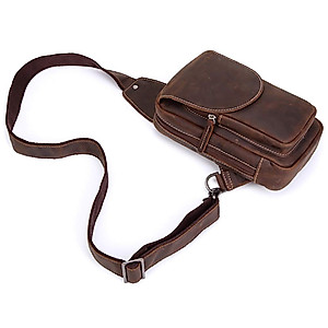 EVERDOSS Sling Backpack Leather Chest Pack Crossbody Travel Hiking Bag