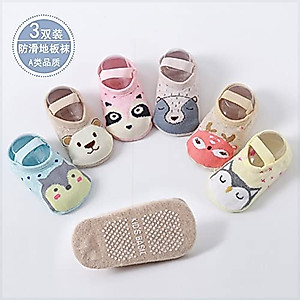 QandSweat Baby Toddler Non-skid Socks Little Girls Cute Cartoon Floor Socks 9-36 Months (Cartoon 8 Pairs)