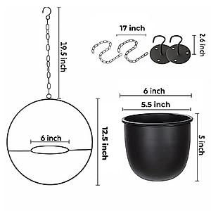 Shineloha 2 Pack Hanging Planters for Indoor Plants with 5.5" Pot (Detachable) + Hook + Chain | Hanging Planters Indoor, Ceiling Planters, Mid Century Planter for Indoor & Outdoor, NO Plant incld