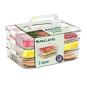 spaclatio Deli Meat Container for Fridge, 3 Layer Lunch Meat Container for Refrigerator Organizing, Deli Containers with Lids Food Storage Container Bacon Cheese Container for Refrigerator