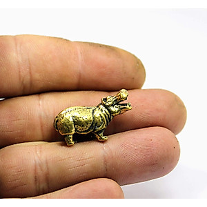 Hippopotamus Brass Collectible Hippo Figurine Handmade Art Miniature