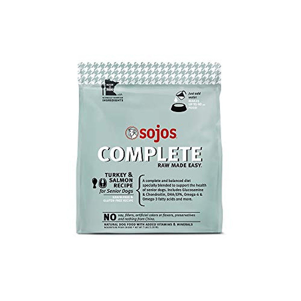 Sojos Complete Turkey & Salmon Recipe Senior Grain-Free Freeze-Dried Raw Dog Food, 7 Pound Bag