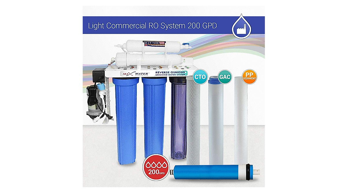 Max Water 200 GPD Commercial RO System with Booster Pump