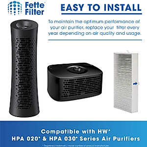 Fette Filter - Air Purifier Replacement Filter Compatible with Honeywell Filter G for HPA020 HPA030 HPA075 HPA080 HPA175 HPA180 Series Air Purifiers. Compare to part HRF-G1 / HRF-G2 (Pack of 2)