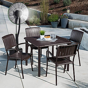 Simple Deluxe 18 Inch Misting fan Adjustable height Oscillating Cooling Pedestal fan with Remote Control, Ideal for Backyards, Patios and More, Black