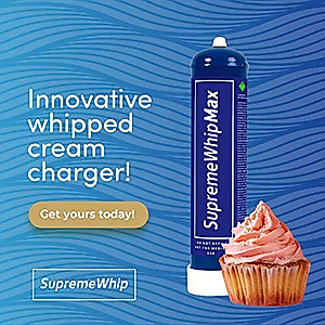 SupremeWhipMax Whipped Cream Chargers - Pure Culinary Gas Whipped Cream Charger Cylinder - 0.95 L (580 gram) Compatible with Standard Cream Whippers