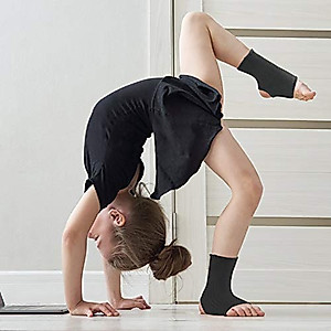 Luwint kid Compression Ankle Brace - Knitted Ankle Sleeve Sock Support for Sprains Arthritis Tendonitis Running Fitness, 1 Pair Black