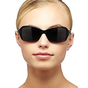 Kate Spade New York Women's Annika Rectangular Sunglasses, Black Silver Spark/Gray, 57 mm