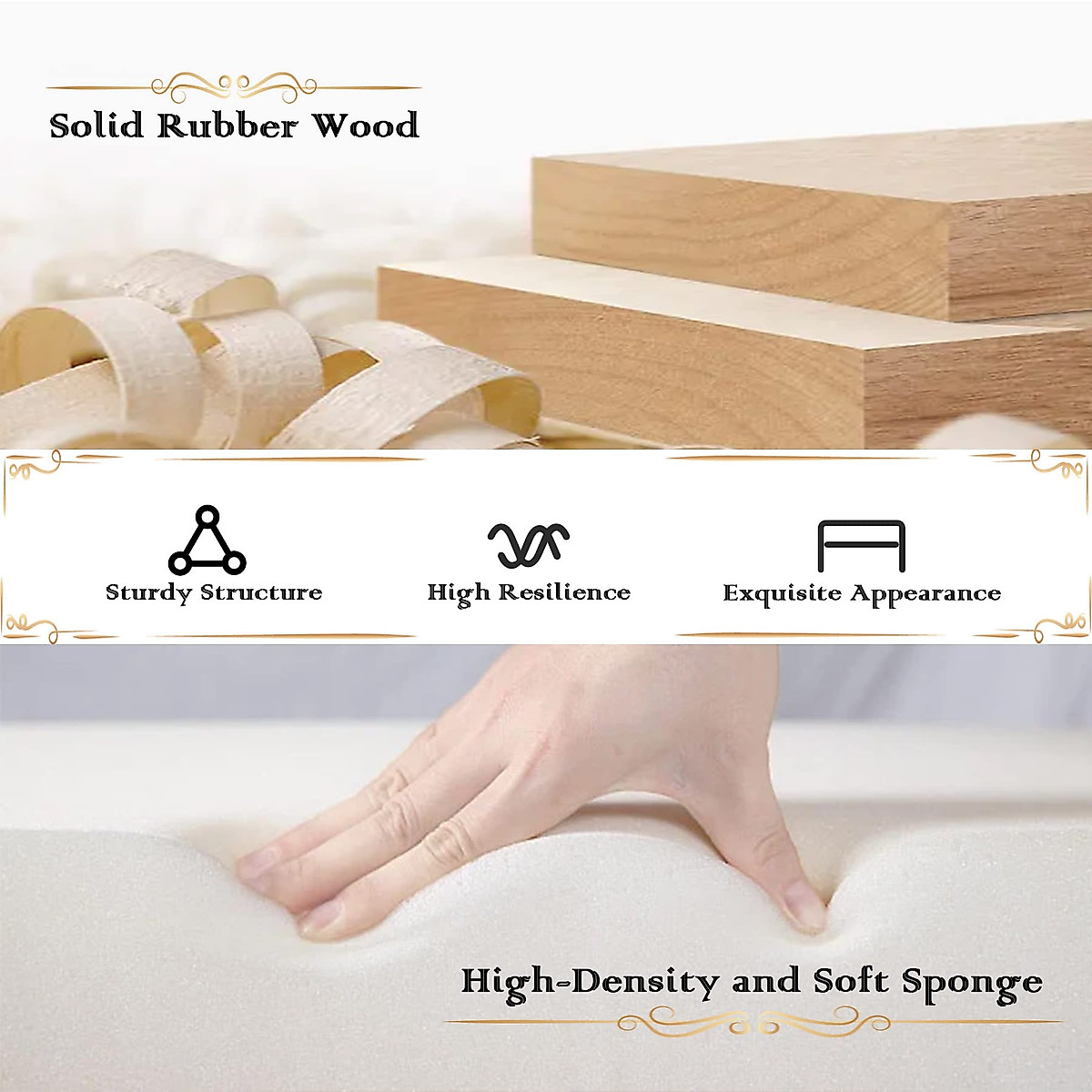 Bonzy Home Tufted Extra-Long Entryway Bench, 47” French Vintage Bedroom Benches Upholstered Dining Benches, Fabric End of Bed Bench for Bedroom Dining Room Living Room Entryway, Beige