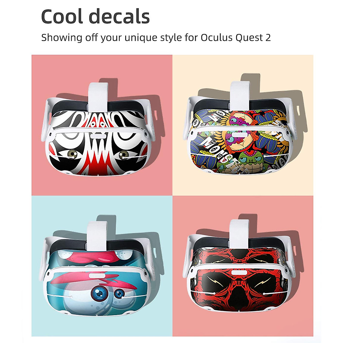YYFRIEND Multiple Color Stickers Skin for Oculus Quest 2 VR Headsets and Controllers Sticker Protective Decal Accessories