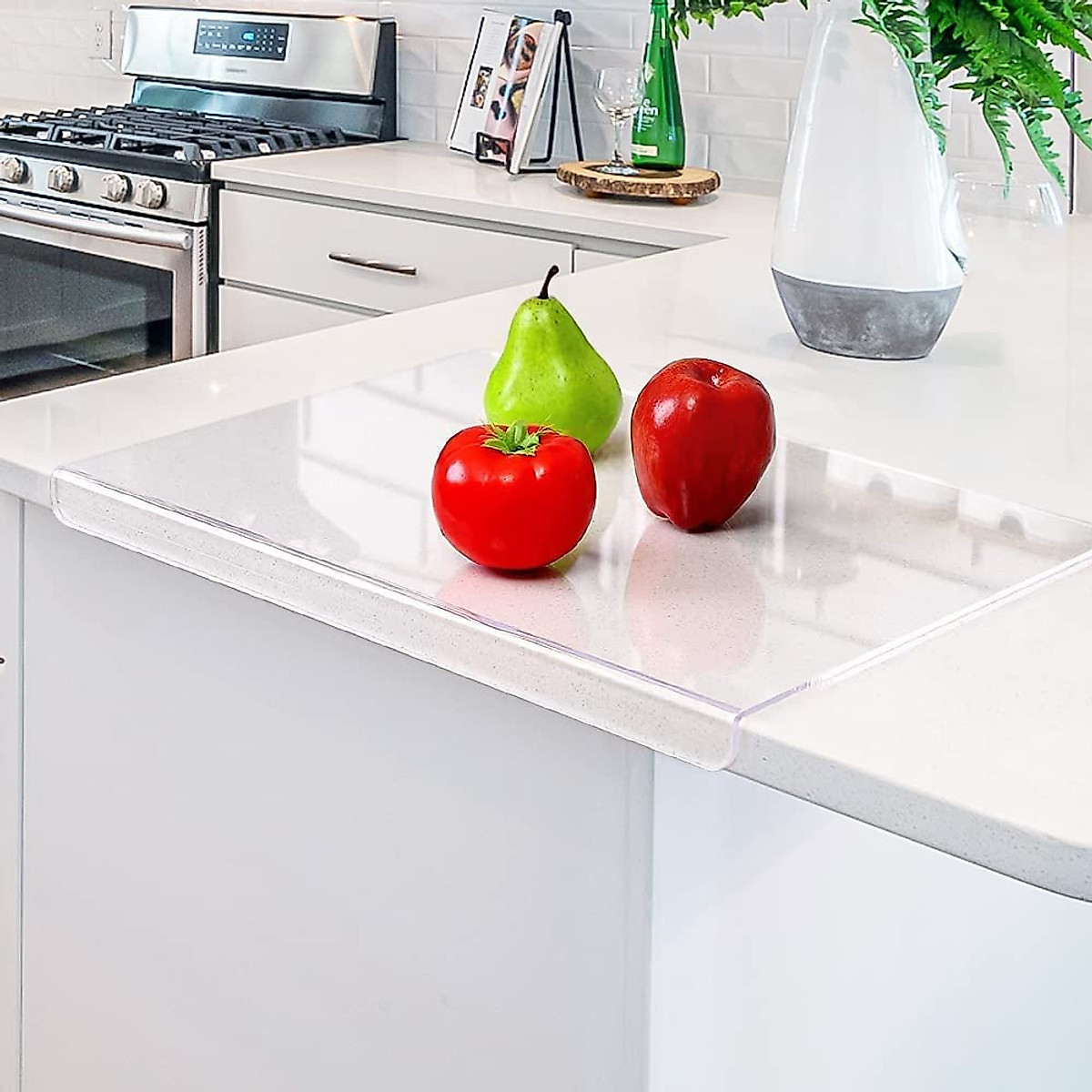 Clear Cutting Board for Kitchen, Acrylic Cutting Board for Kitchen Countertop, Countertop Protector with Lip with Non Slip for Home and Restaurant (1PC)