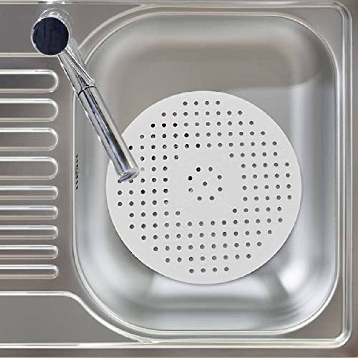 UPKOCH Round Sink Mat 2pcs Rubber Sink Protectors Kitchen Sink Mat Sink Dish Rack Dish Drying Mats Protect Sink from Stains Damage Scratches White Center Drain Sink Mat