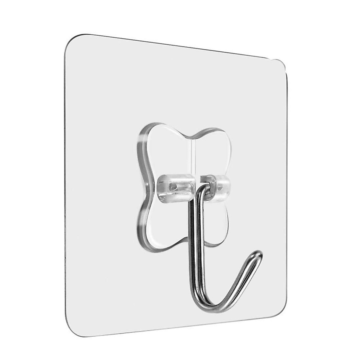 IOQSOF Wall Adhesive Heavy Duty 10 Large Utility Without Nails,Clear Hanging Hooks Value Pack Kitchen Bathroom Office Decorations, Transparent