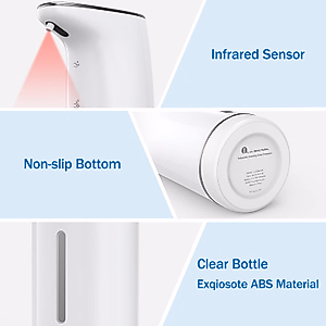 BEAUTURAL Automatic Foaming Soap Dispenser, Touchless Hand Soap Dispenser Rechargeable, Dish Soap Dispenser for Bathroom Countertop, Kitchen and Commercial 10oz/300ml