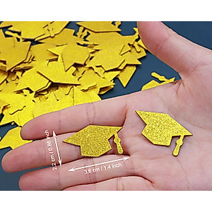 ONLYKXY 100pcs Graduation Cap Table Confetti Decor Glitter Confetti Graduation Hat Decoration for High School College Grad Party Decor Chocolate Favor Envelope Decal Scatter Bless Confetti (Gold)