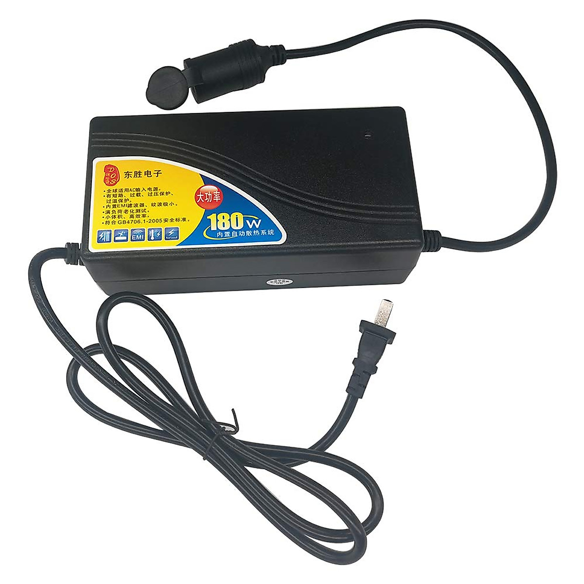 Heavy Duty 180W/15A AC to DC Converter,BUENNUS Convert 110V-240V to 12V Car Cigarette Lighter Socket Adapter AC DC Power Supply US Standard Plug for Car Refrigerator Vacuum Cleaner Air Pump