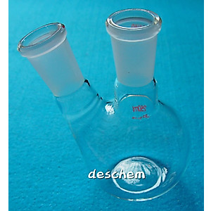 Deschem 250ml,2-Neck,24/40,Flat Bottom Glass Flask,Double Necks,Lab Bottle
